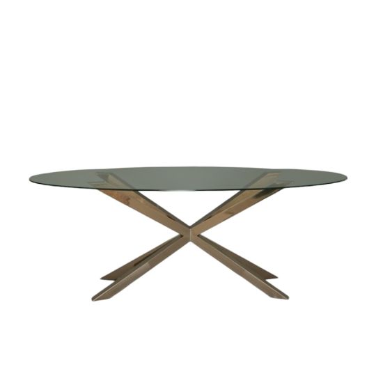 GH Cognac Dinning Table Rose Gold - Glass - Table