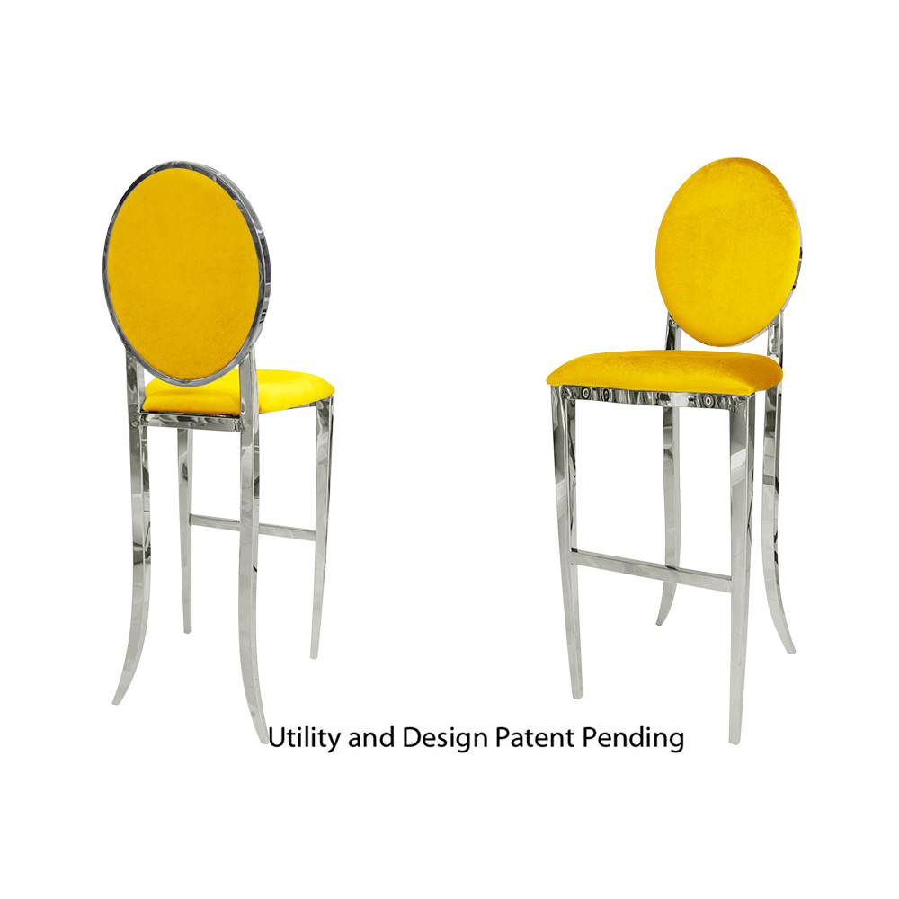 Tiffany Barstool Silver Cushion Yellow - Stainless Steel Barstool