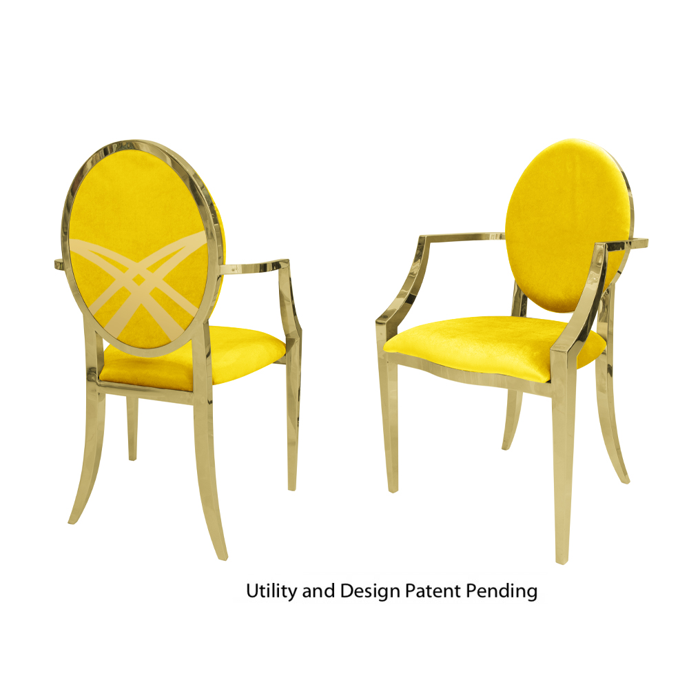 Lasso Armchair Gold Cushion Yellow - Stainless Steel Chairs