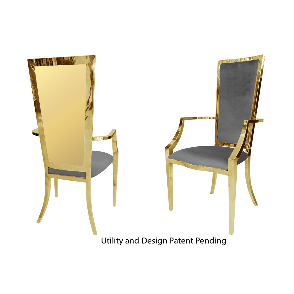 Reflection Armchair Rectangular Gold Cushion Silver - Stainless Steel ...