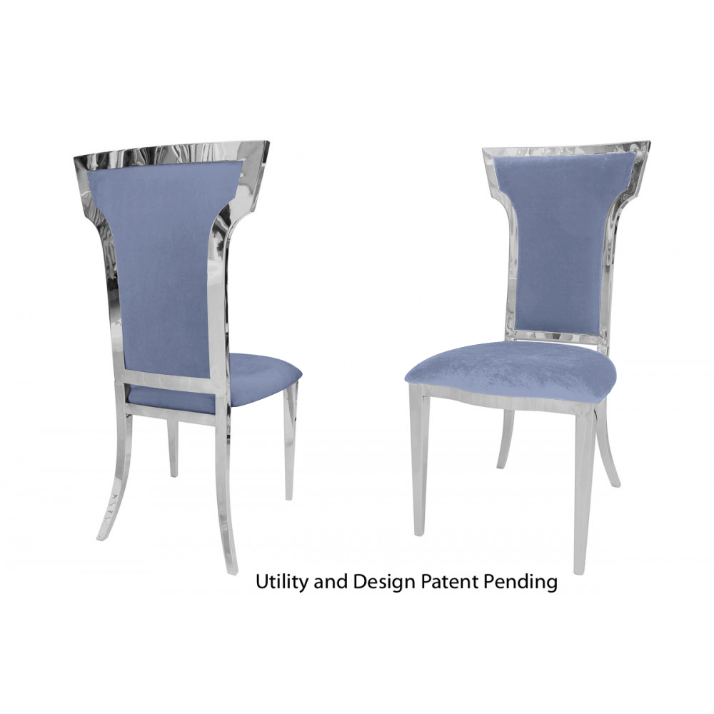 Cornelius Chair Silver Cushion Dusty Blue - Dinning Armless Chairs