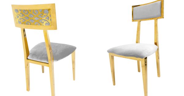 Gala Chair Gold Cushion White