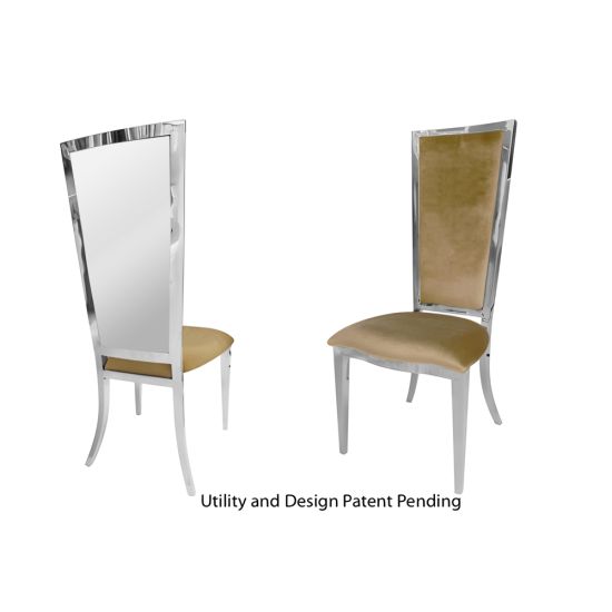 Reflection Chair Rectangular Silver Cushion Gold - Dinning Armless Chairs