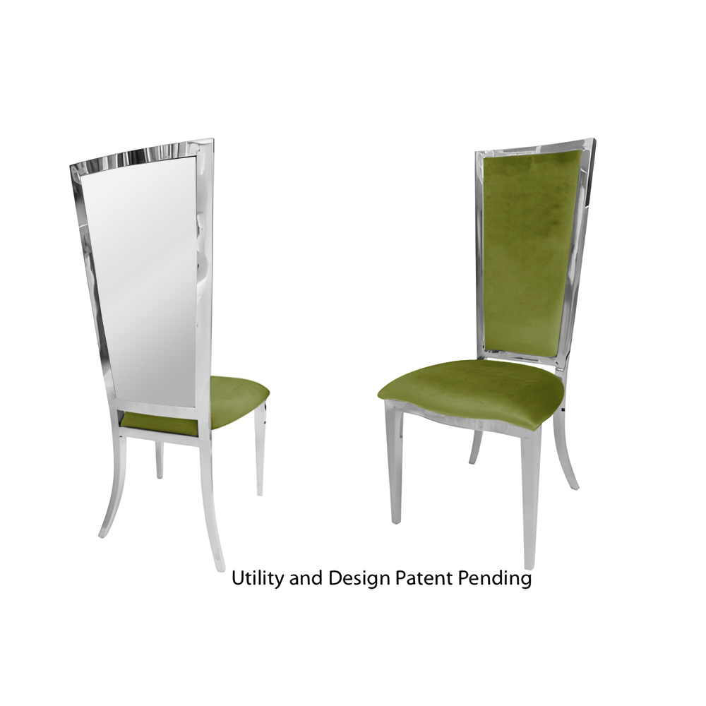 Reflection Chair Rectangular Silver Cushion Moss - Dinning Armless Chairs