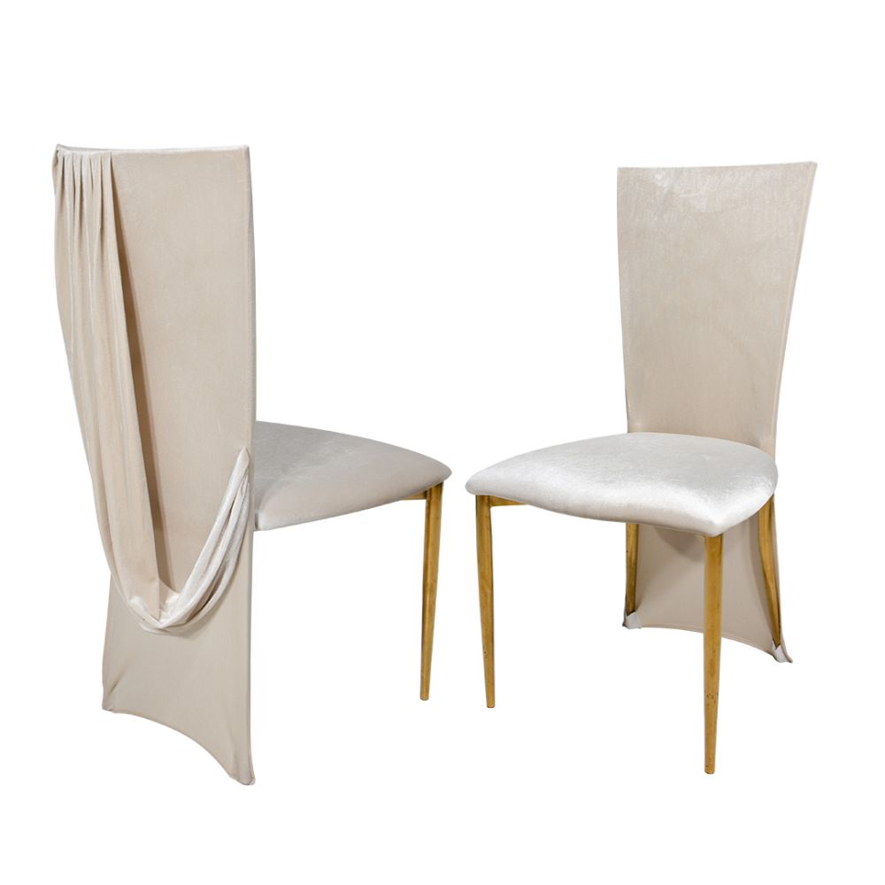 Sway Right Chair Gold Back Ivory - Dining Armless Chairs