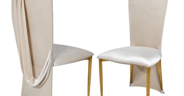 Sway Right Chair Gold Back Ivory - Dining Armless Chairs
