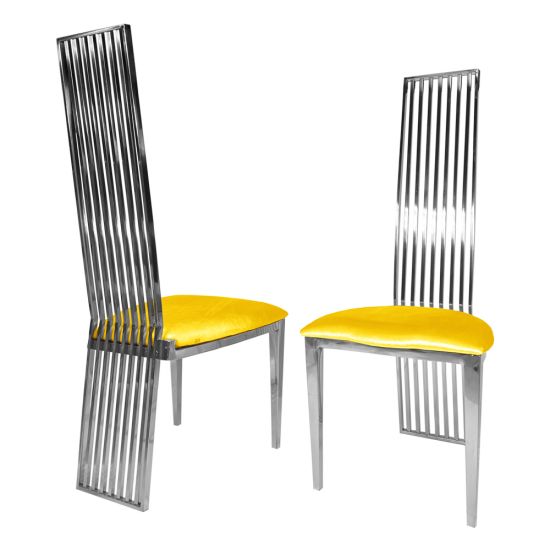 Roseline Chair Silver Cushion Yellow - Dinning Armless Chairs