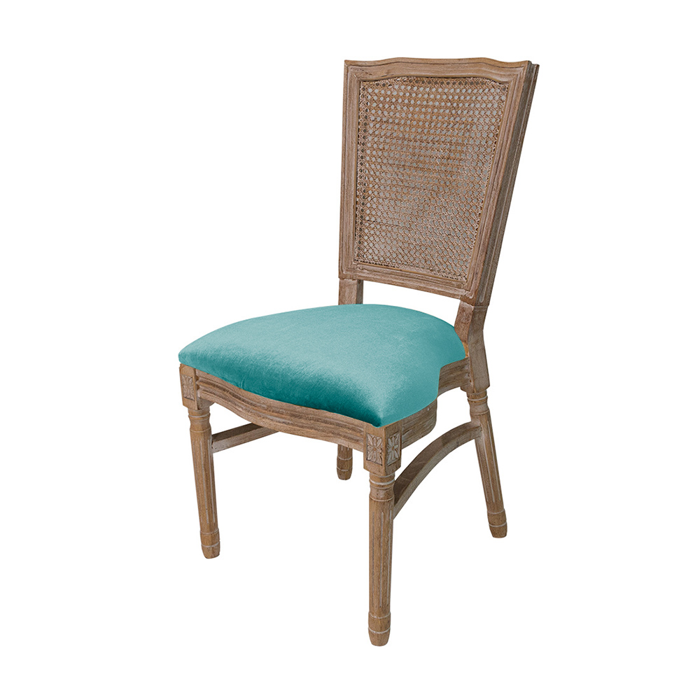 Louis Square Cane Back Chair Cushion Tiffany Blue - dining Chair