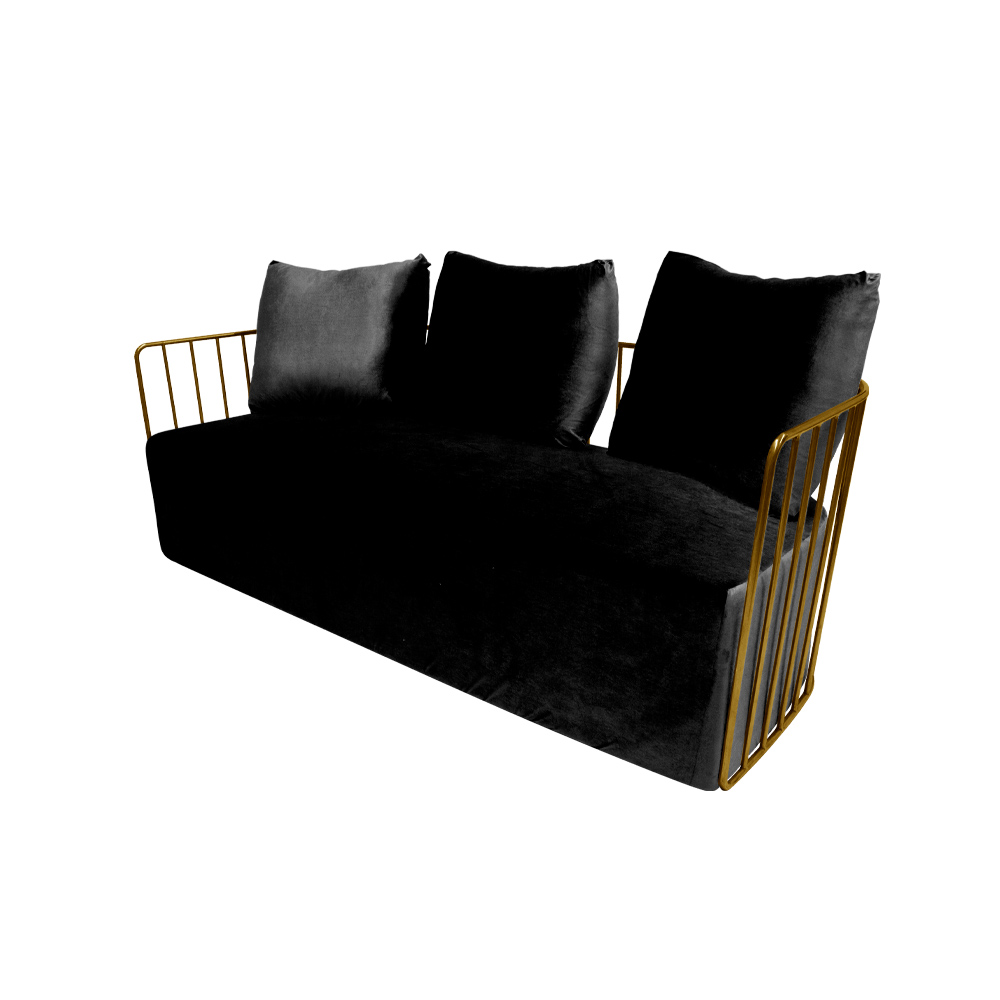 Reflection Accent Sofa Bars Gold - Black Velvet - Reflection Collections