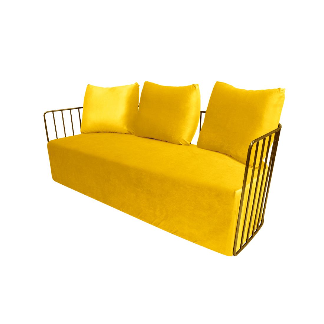 Reflection Accent Sofa Bars Gold - Yellow Velvet - Reflection Collections