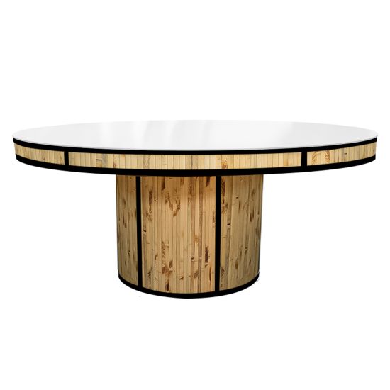 Bamboo Dining Table Black 72” Round Wood White Top - Specialty Dining ...