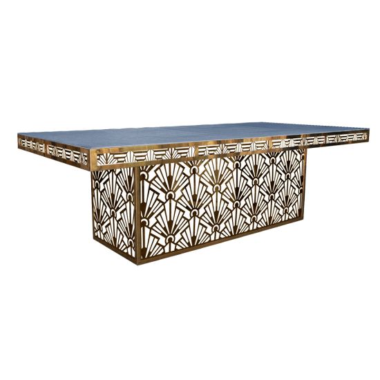Gatsby Plus Dining Table Gold 48"x96" Rectangular Top Dusty Blue ...