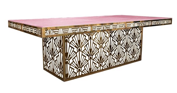 Gatsby Plus Dining Table Gold 48"x96" Rectangular Top Light Pink ...