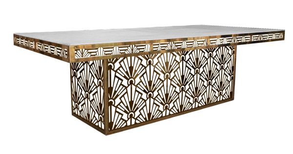 Gatsby Plus Dining Table Gold 48"x96" Rectangular Top White - Specialty ...