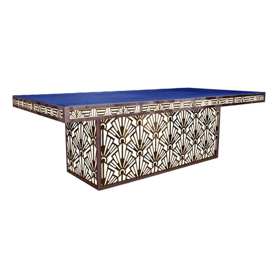 Gatsby Plus Dining Table Rose Gold 48"x96" Rectangular Top Royal Blue ...