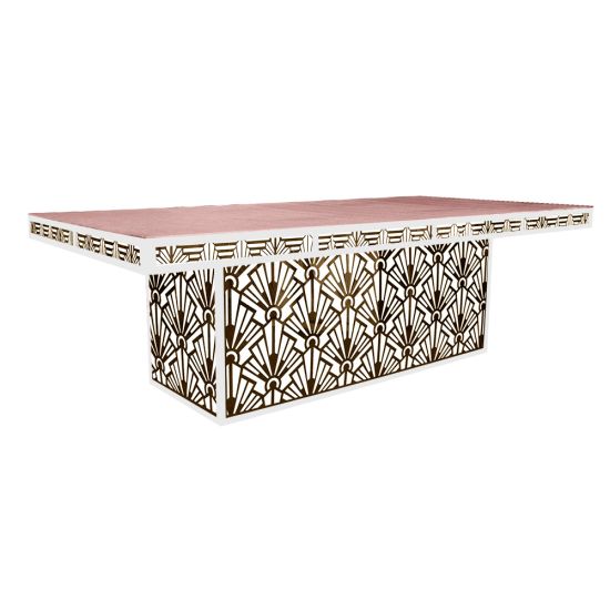 Gatsby Plus Dining Table White 48"x96" Rectangular Top Rose Gold ...