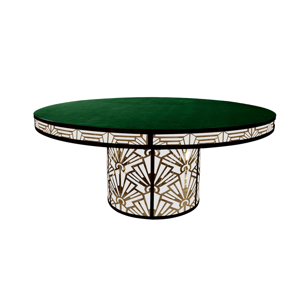 Gatsby Plus Dining Table Black 72" Round Top Emerald Green - Specialty ...