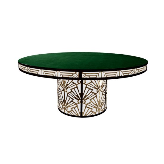 Gatsby Plus Dining Table Black 72" Round Top Emerald Green - Specialty ...