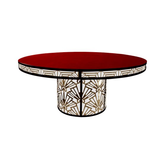 Gatsby Plus Dining Table Black 72" Round Top Red - Specialty Dining and ...