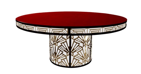 Gatsby Plus Dining Table Black 72" Round Top Red - Specialty Dining and ...