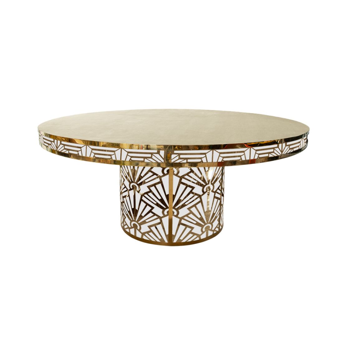 Gatsby Plus Dining Table Gold 72" Round Top Ivory - Specialty Dining ...
