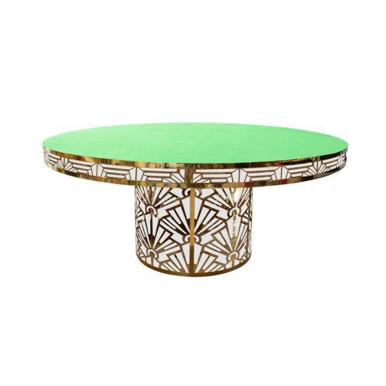 Gatsby Plus Dining Table Gold 72" Round Top Mint - Specialty Dining and ...