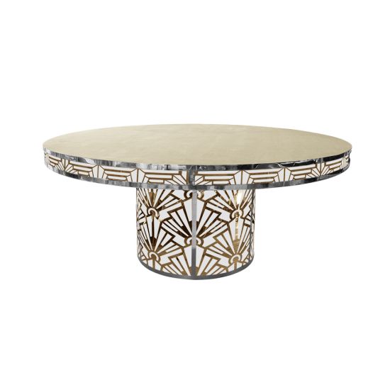 Gatsby Plus Dining Table Silver 72" Round Top Ivory - Specialty Dining ...