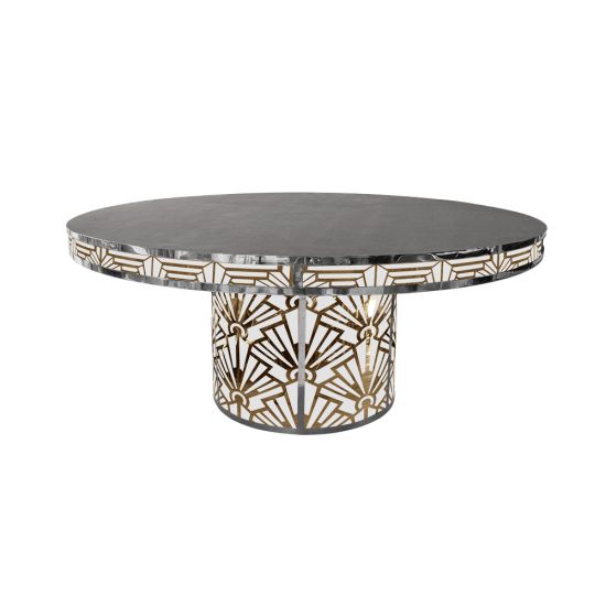 Gatsby Plus Dining Table Silver 72" Round Top Silver - Specialty Dining ...