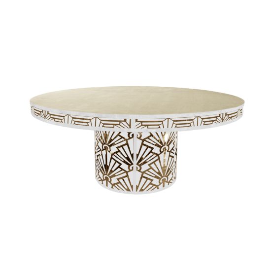 Gatsby Plus Dining Table White 72" Round Top Ivory - Specialty Dining ...