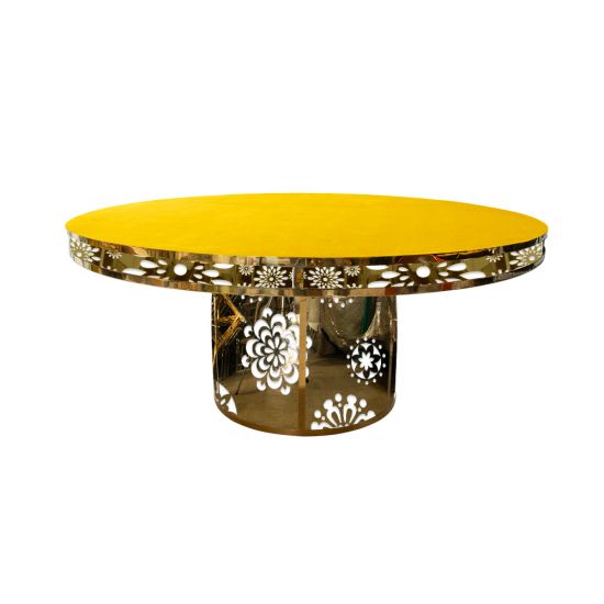 Kaleidoscope Plus Dining Table Gold 72" Round Top Yellow - Specialty ...