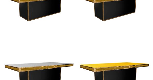 Stella Dining Table Gold Rectangular Insert Black