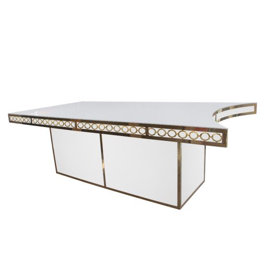 Opulent Noir Dining Table Gold 48"x96" Unique Shape White Acrylic Top ...
