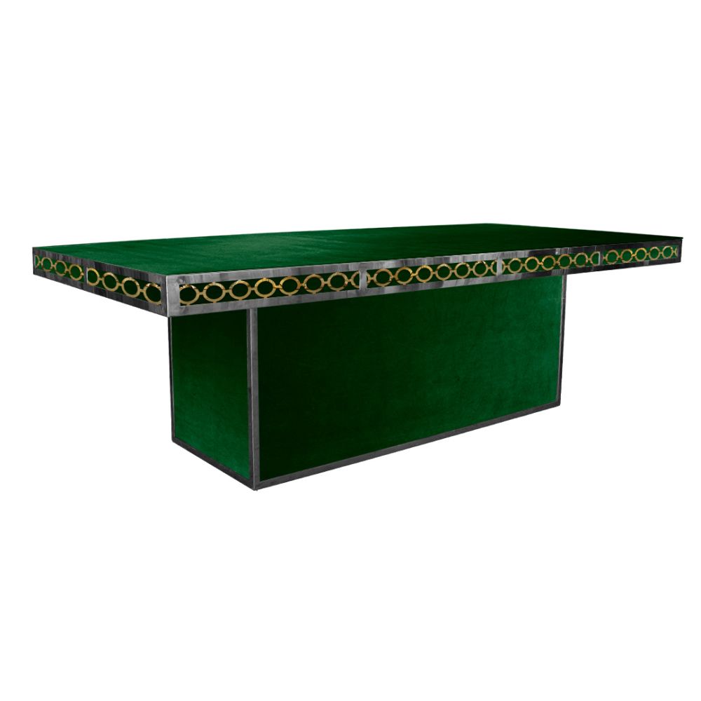 Opulent Noir Plus Dining Table Silver 48"x96" Rectangular Emerald Green ...