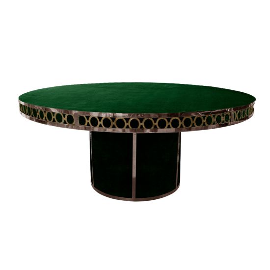 Opulent Noir Plus Dining Table Rose Gold 72" Round Top Emerald Green ...