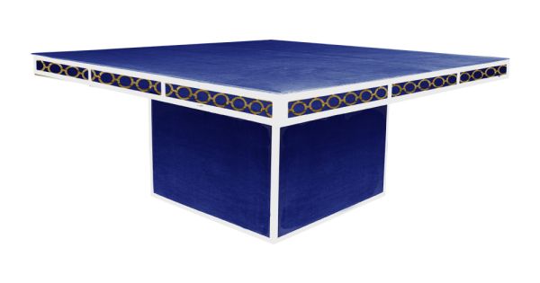 Opulent Noir Plus Dining Table White 72"x72" Square Top Royal Blue ...