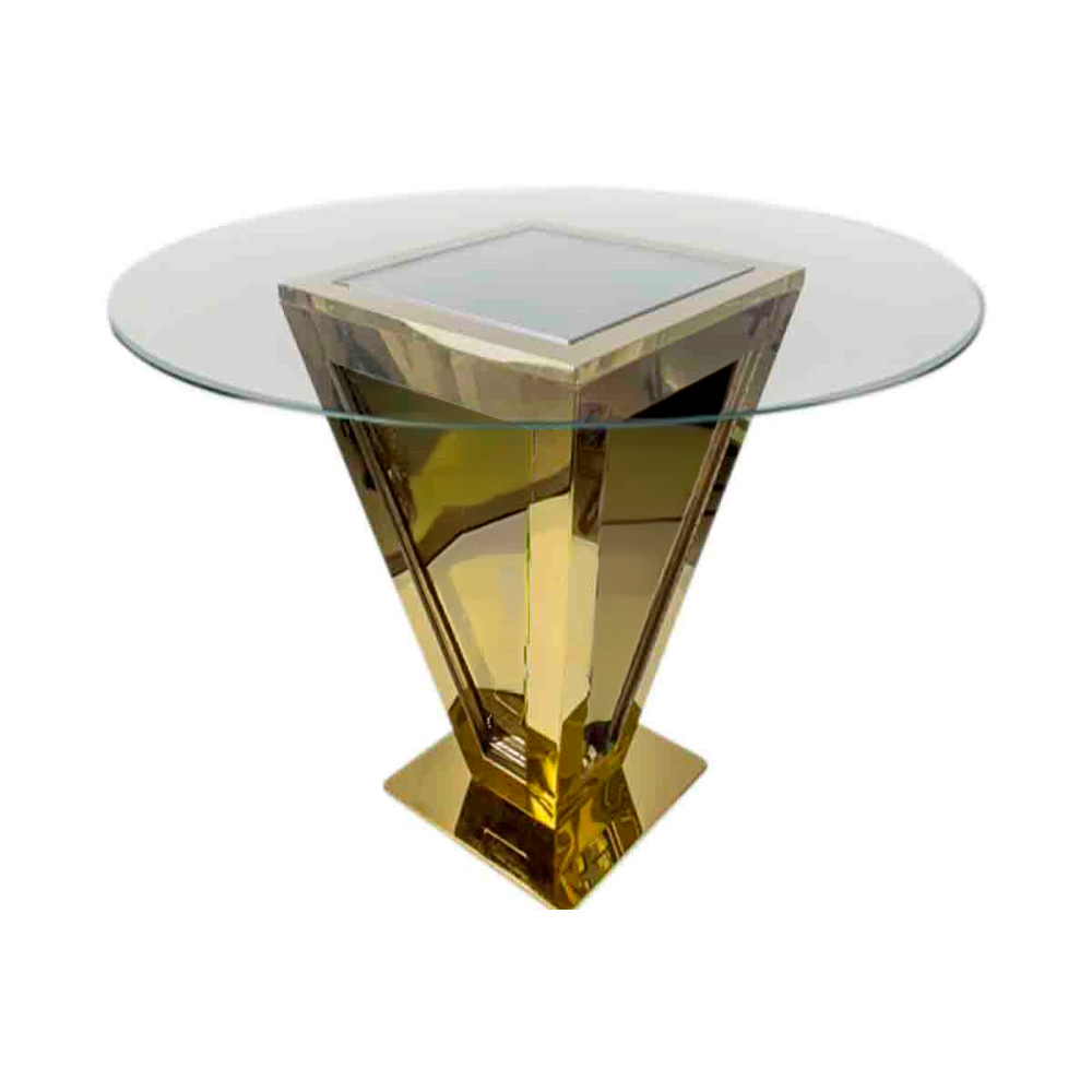 Reflection Highboy Table Pyramid Gold 48" Round Glass top - Reflection ...