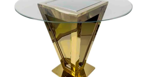 Reflection Highboy Table Pyramid Gold 48" Round Glass top - Reflection ...