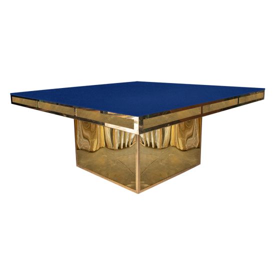 Modern Line Plus Dining Table Gold 72"x72" Square Top Royal Blue ...