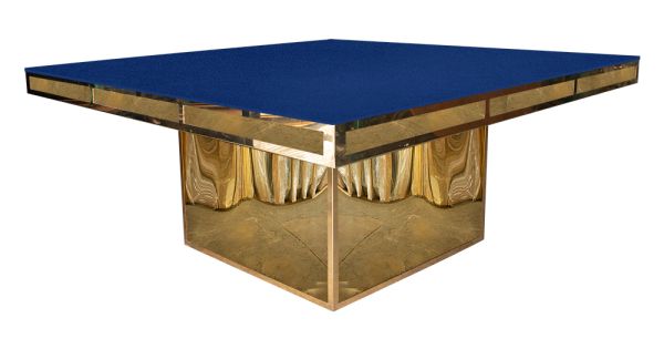 Modern Line Plus Dining Table Gold 72"x72" Square Top Royal Blue ...