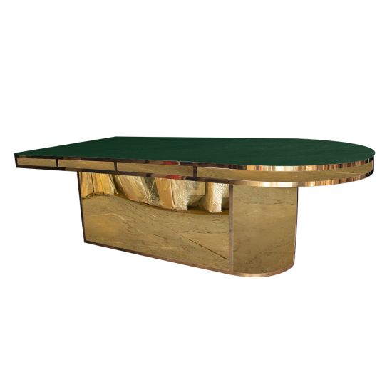 Modern Line Plus Dining Table Gold 48"x96" Oval Top Emerald Green ...