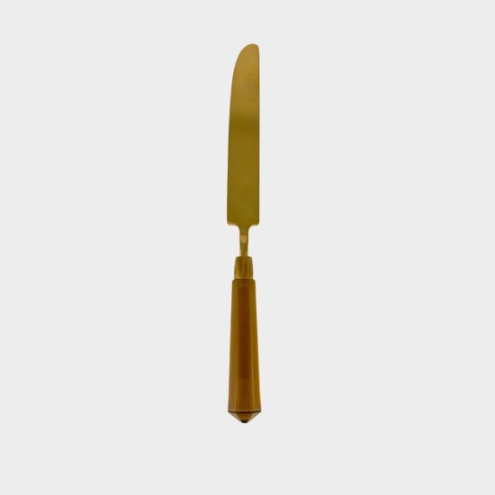 Acrylic Amber Handle Dinner Knife Gold Set 10 - flatware