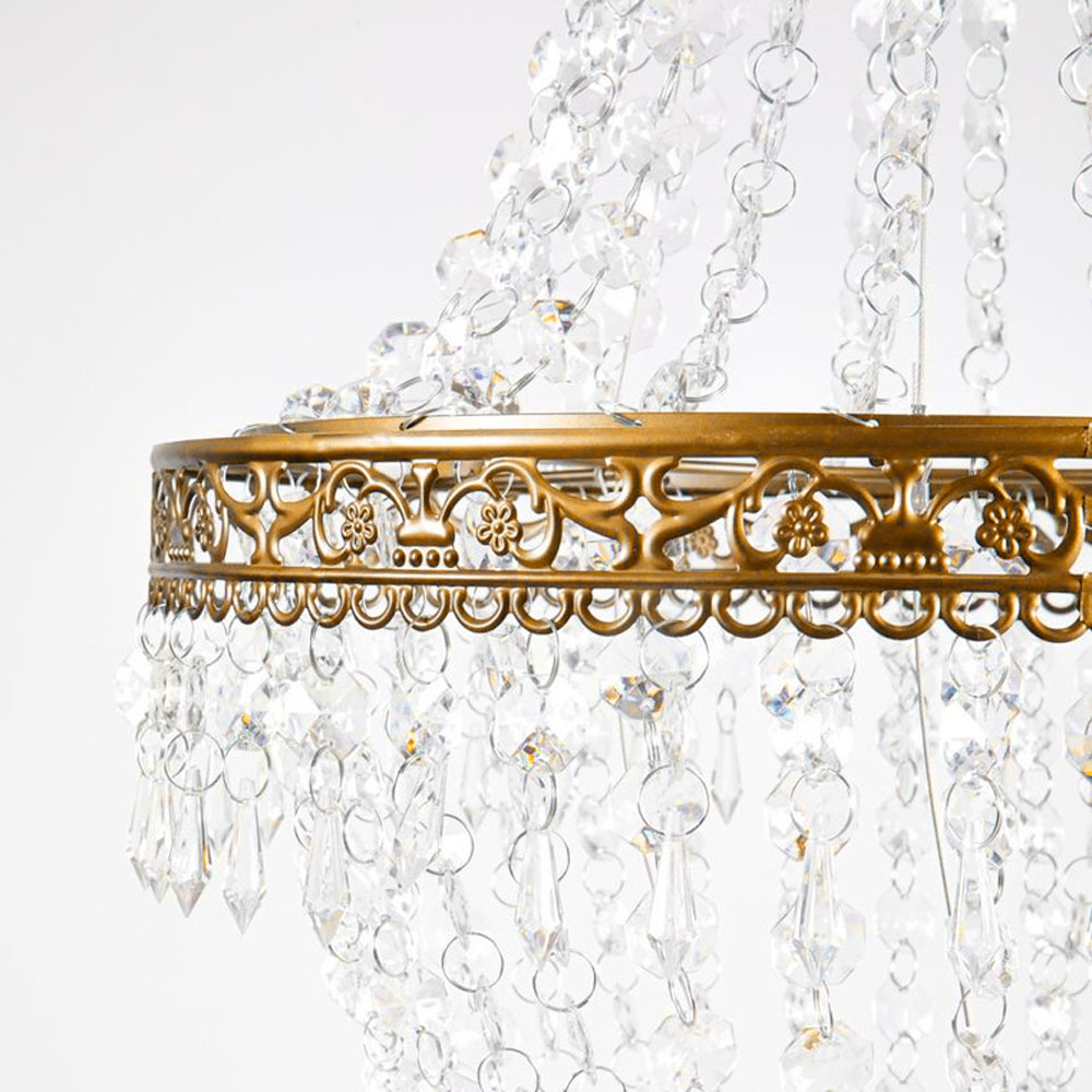 gold acrylic crystal chandelier with multi-facet hanging prisms ...
