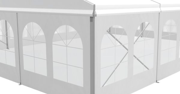 10′ white vinyl tent sidewall with cathedral window, ideal for wedding ...