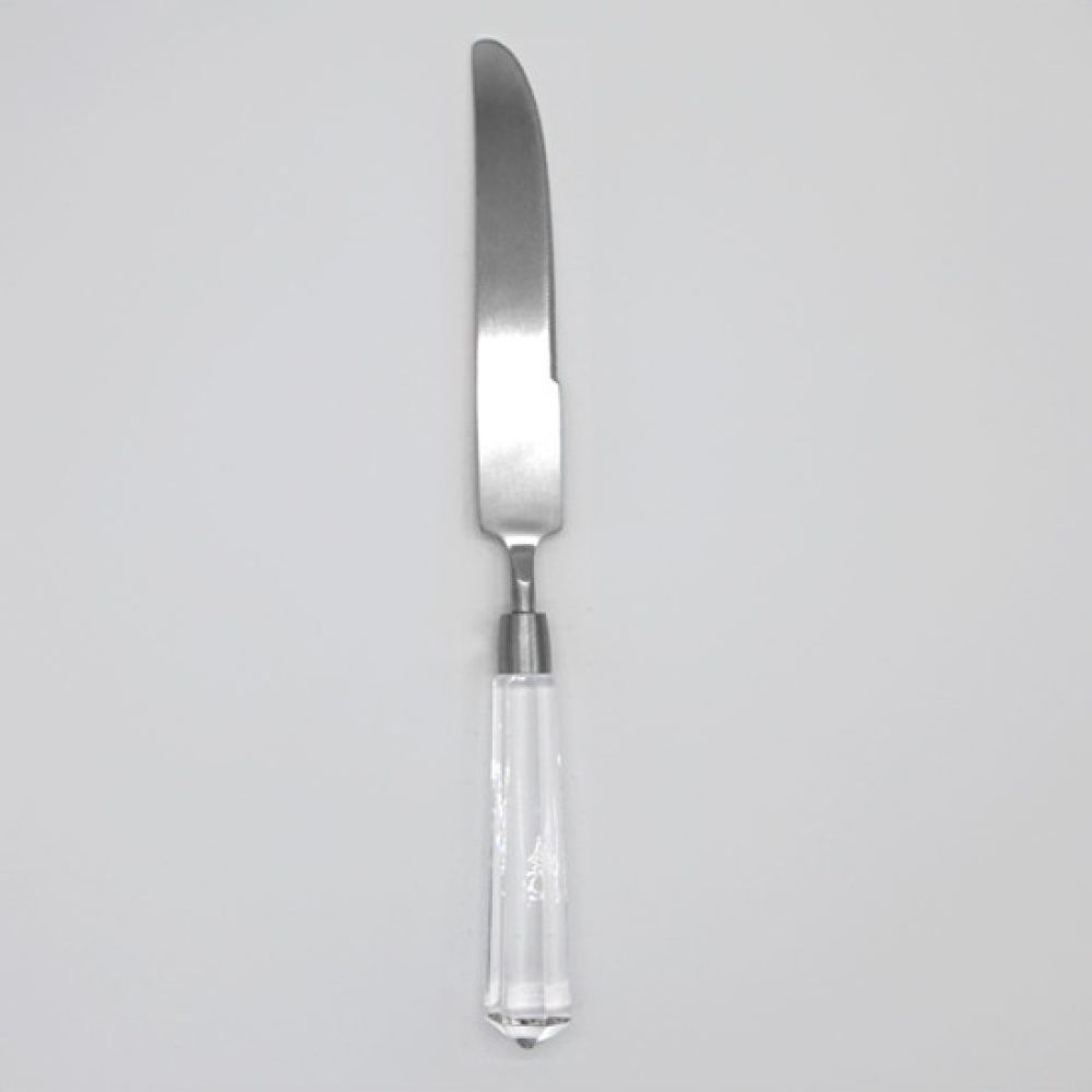 Acrylic Clear Handle Dinner Knife Silver Set 10 - flatware
