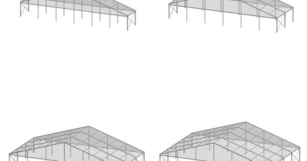 100' Wide Silver Heavy Duty Structure Frames with Clear Tops