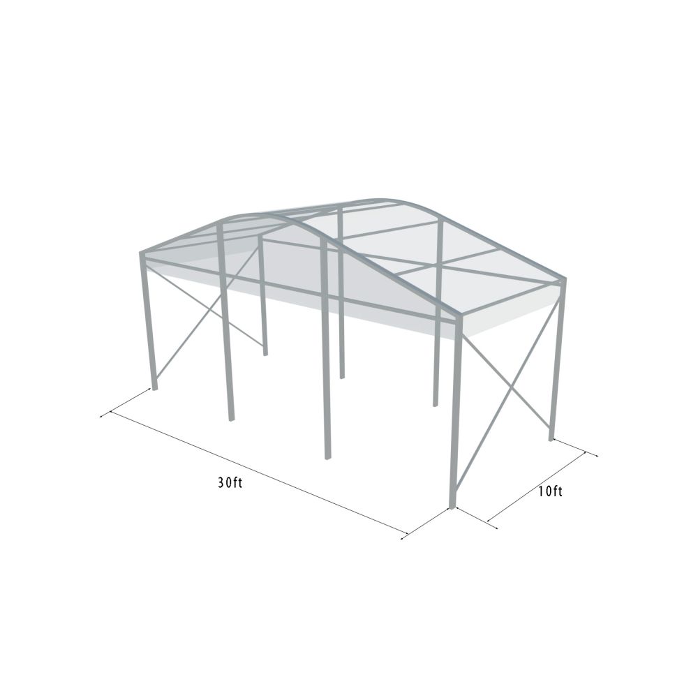 Curve Structure 30'X10' Silver Frame Clear Top - Tents