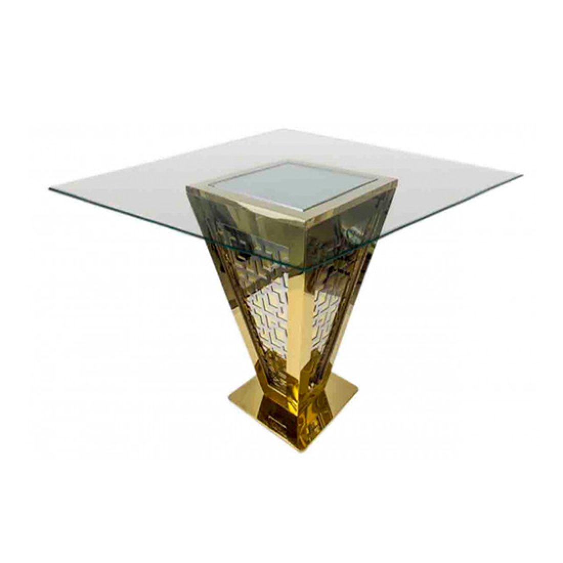 Reflection Highboy Table Pyramid Square Design 60"x60" Gold Square ...