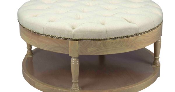 Vintage Ottoman (Round) (Natural) - Vintage round tabe