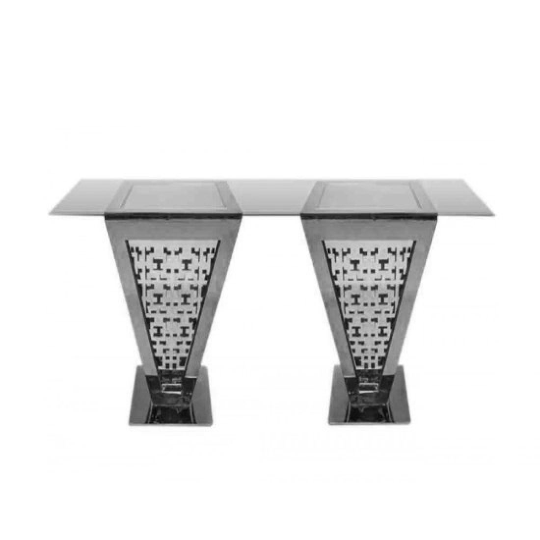 Reflection Highboy Table Pyramid Square Design 24"x96" Silver ...
